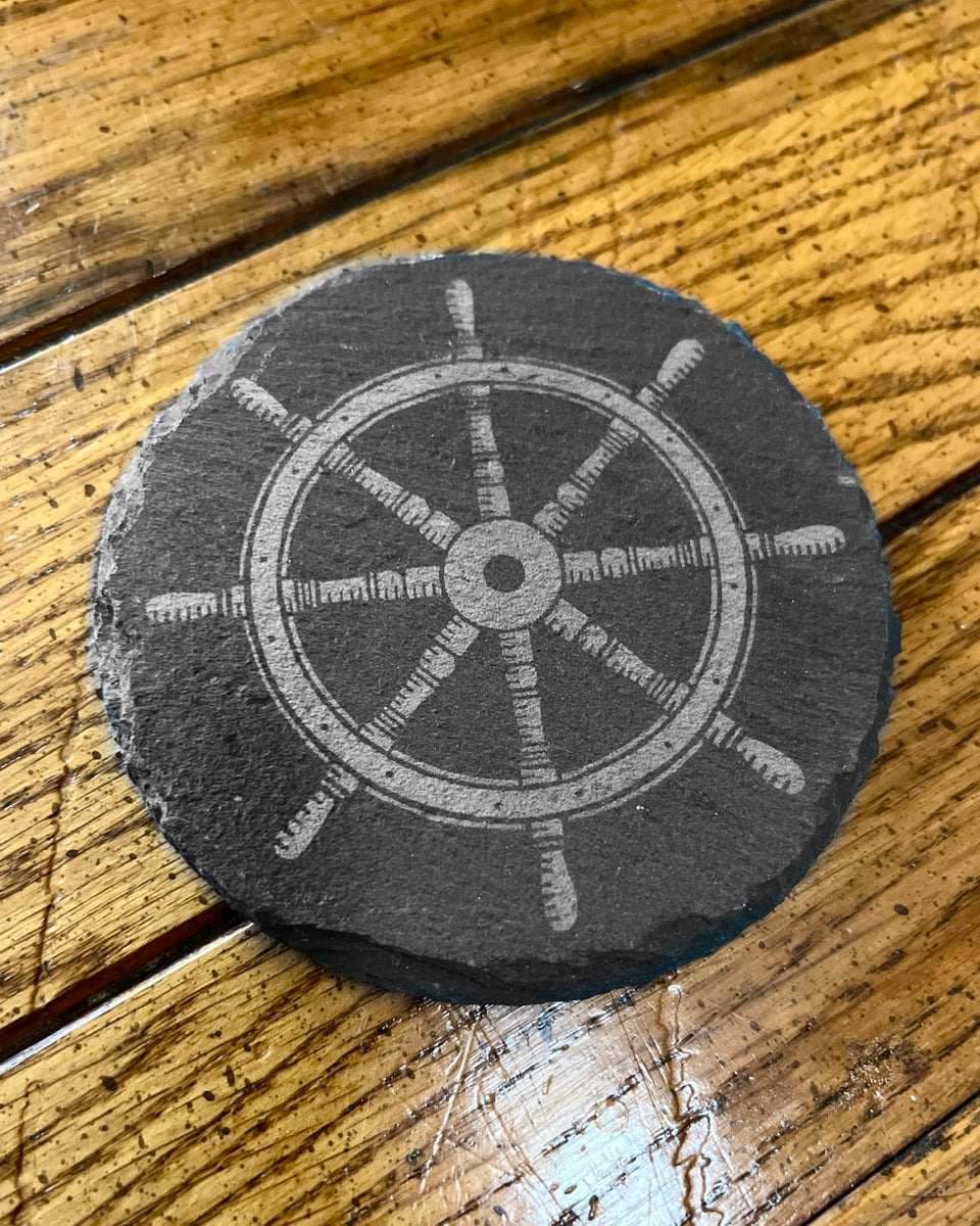 Ship Wheel slate coaster (SAVE $5 on ANY 4) – Leviathan Artworks